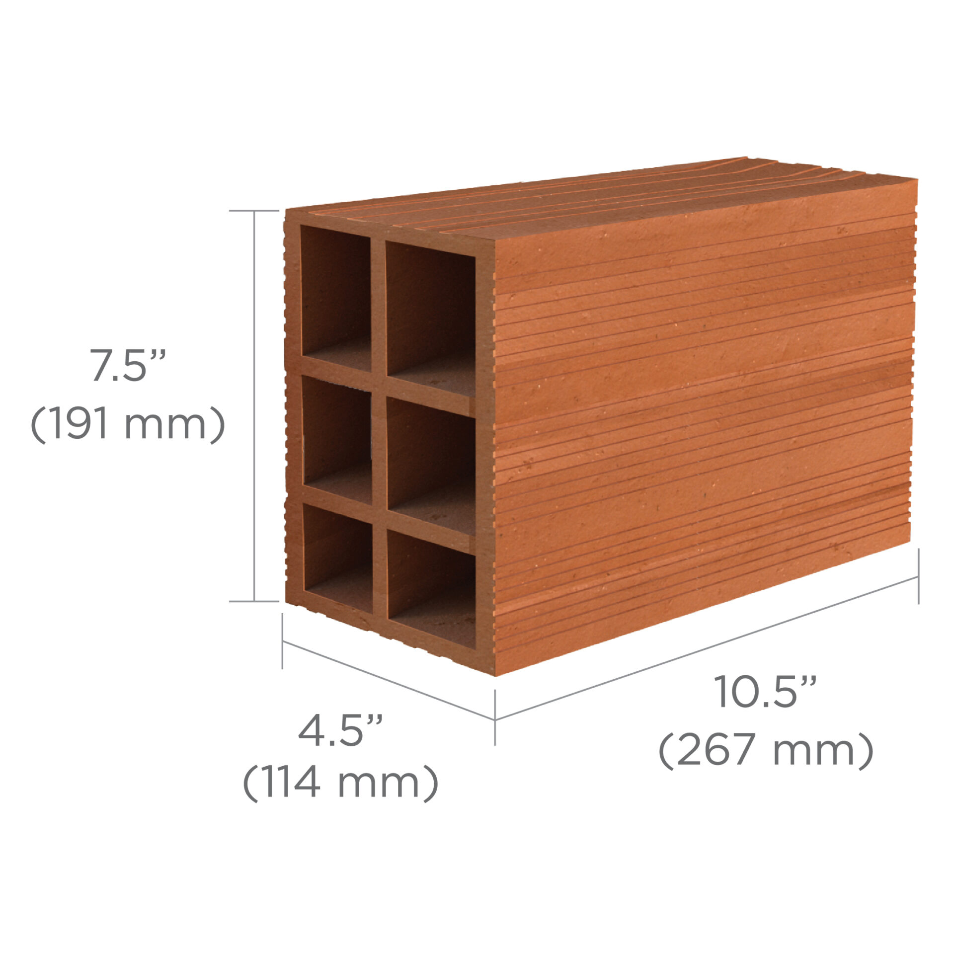 6 Hole Porotherm Multi-core Brick - Mirpur Ceramic Works Ltd